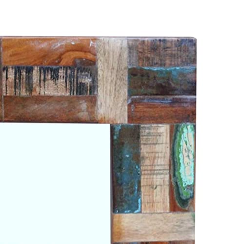 vidaXL Mirror Solid Reclaimed Wood-Framed 31.5"x19.7" Retro-Style Decoration