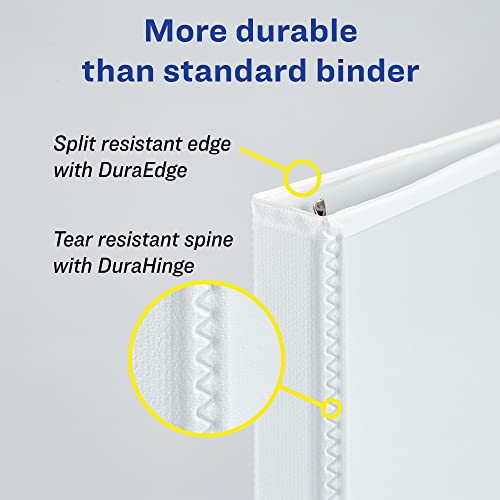 Avery® Heavy-Duty View 3 Ring Binder, 5" One Touch EZD® Rings, White, Pack Of 2 Binders