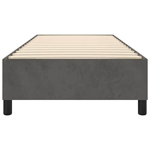 vidaXL Box Spring Bed Frame Home Indoor Bed Accessory Bedroom Upholstered Single Bed Base Furniture Dark Gray 39.4"x74.8" Twin Velvet