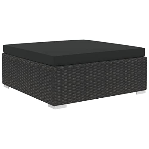 vidaXL 8 Piece Garden Lounge Set with Cushions Poly Rattan Black