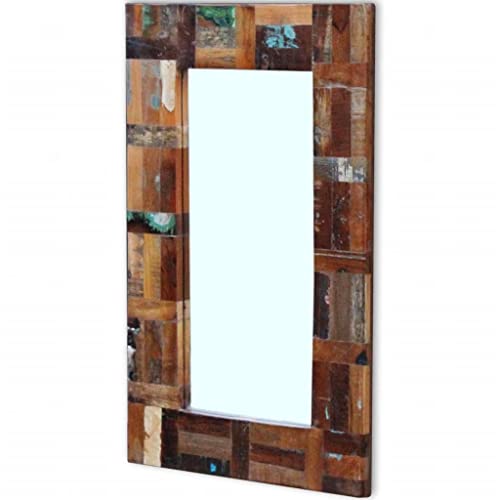 vidaXL Mirror Solid Reclaimed Wood-Framed 31.5"x19.7" Retro-Style Decoration