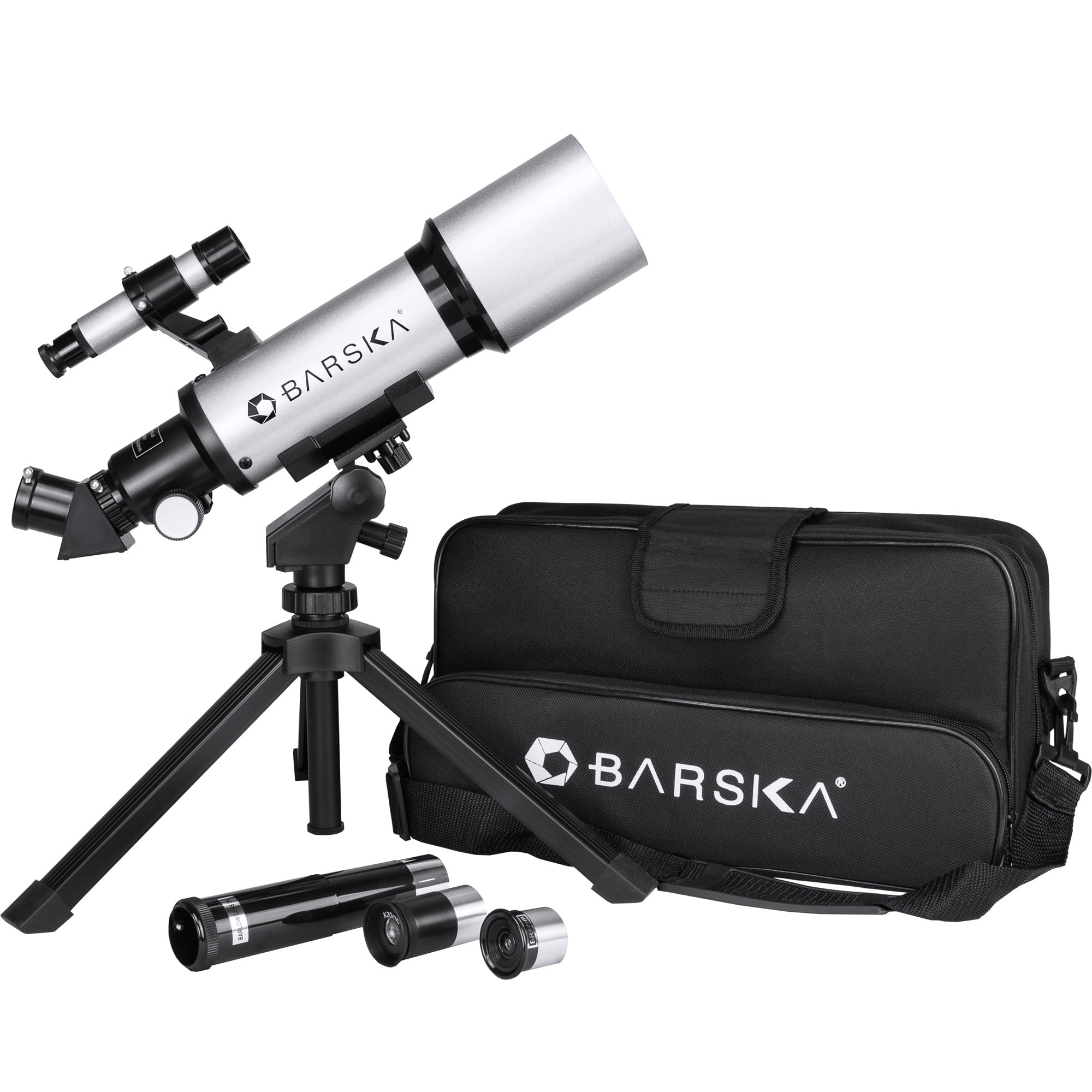 BARSKA Starwatcher 400x70mm Refractor Telescope w/ Tabletop Tripod & Carry Case