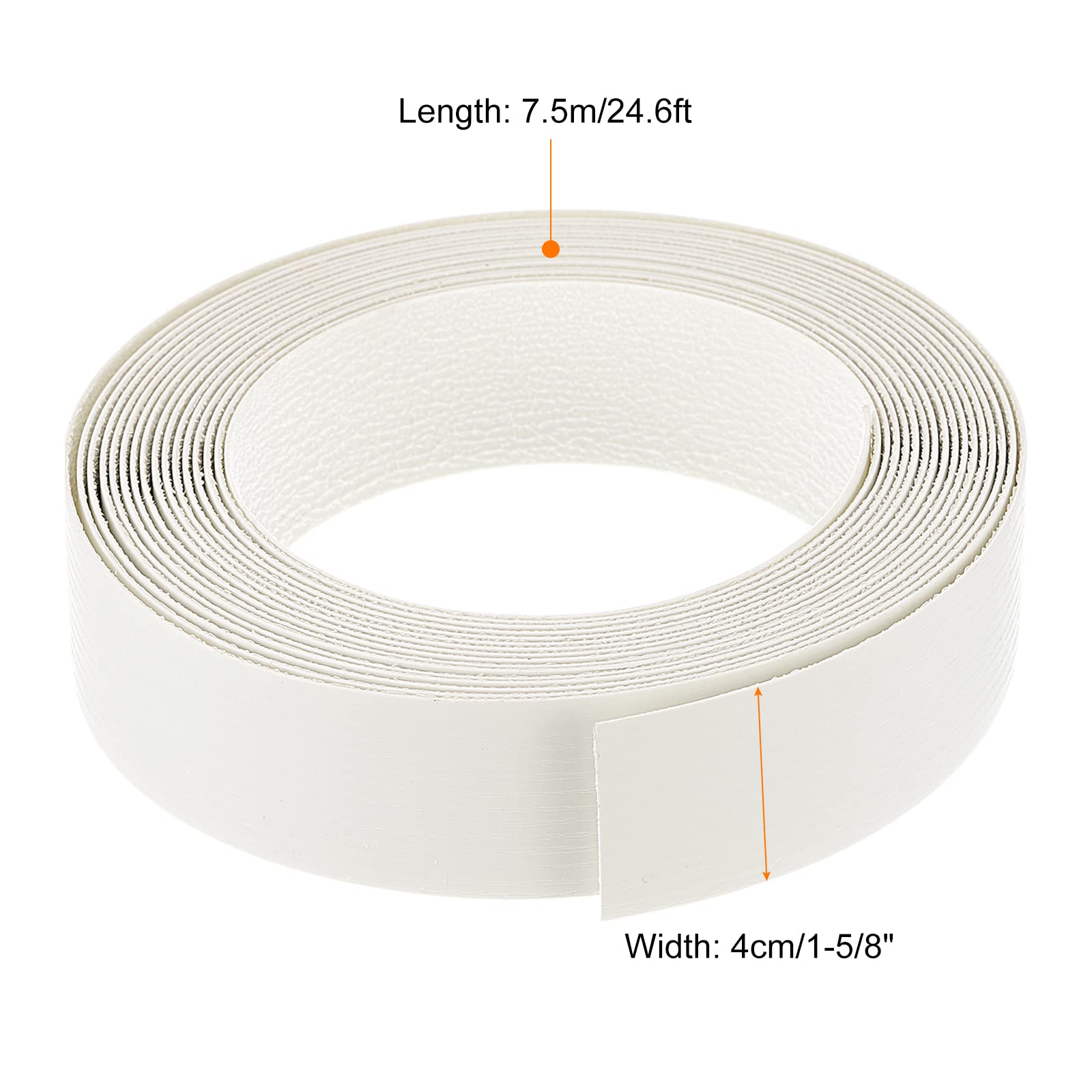 uxcell Edge Banding, 1-5/8 inch x 24.6ft Pre-Glued Beige Embossed Veneer Edging Iron-on Flexible Edge Banding for Cabinet Repair Furniture Restoration