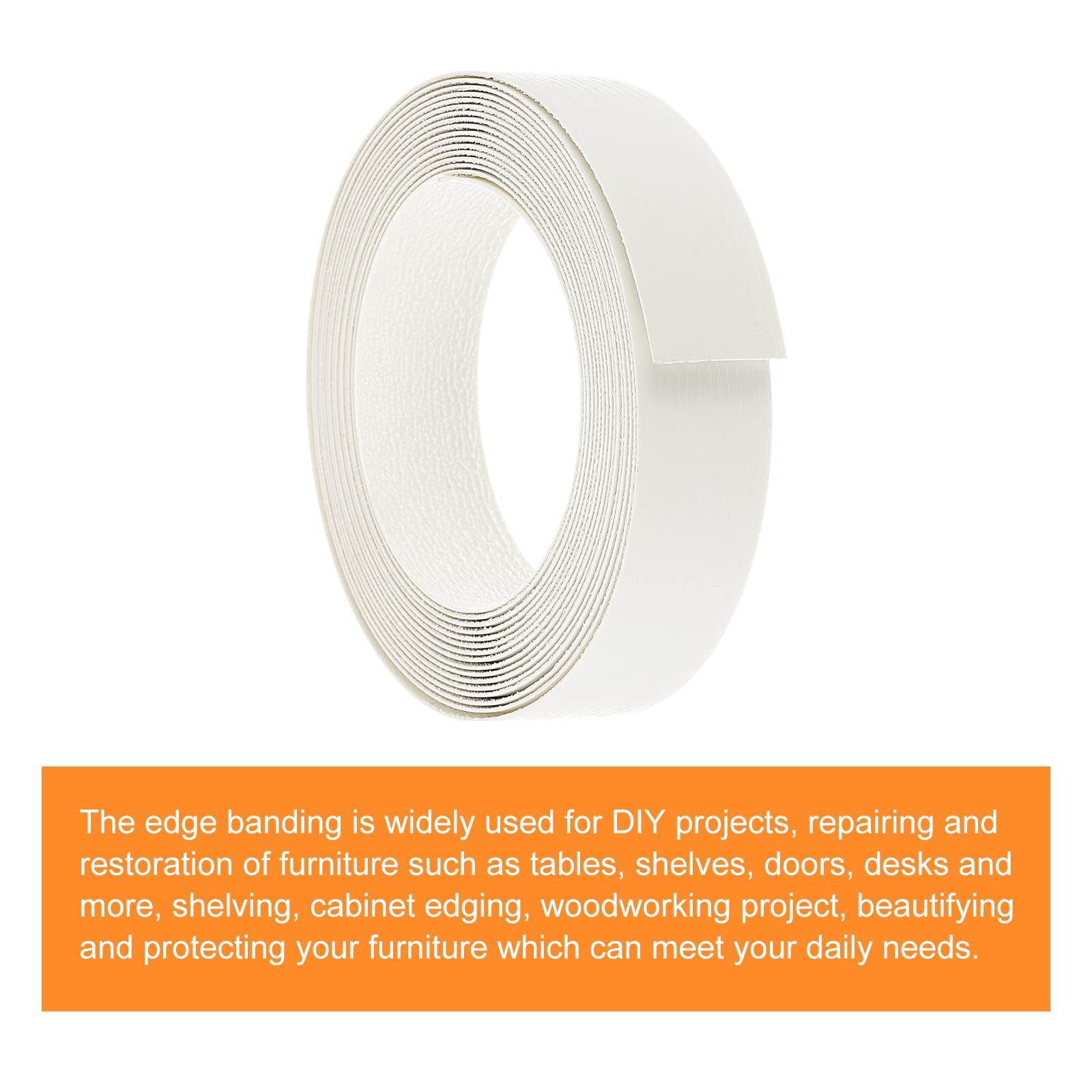 uxcell Edge Banding, 1-5/8 inch x 24.6ft Pre-Glued Beige Embossed Veneer Edging Iron-on Flexible Edge Banding for Cabinet Repair Furniture Restoration