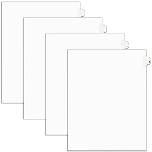 Avery Legal Exhibit Binder Dividers, Preprinted No. 2 Side Tabs, Unpunched Letter Size, 25 Tabs per Set, 4 Packs, 100 Tabs Total (11912)