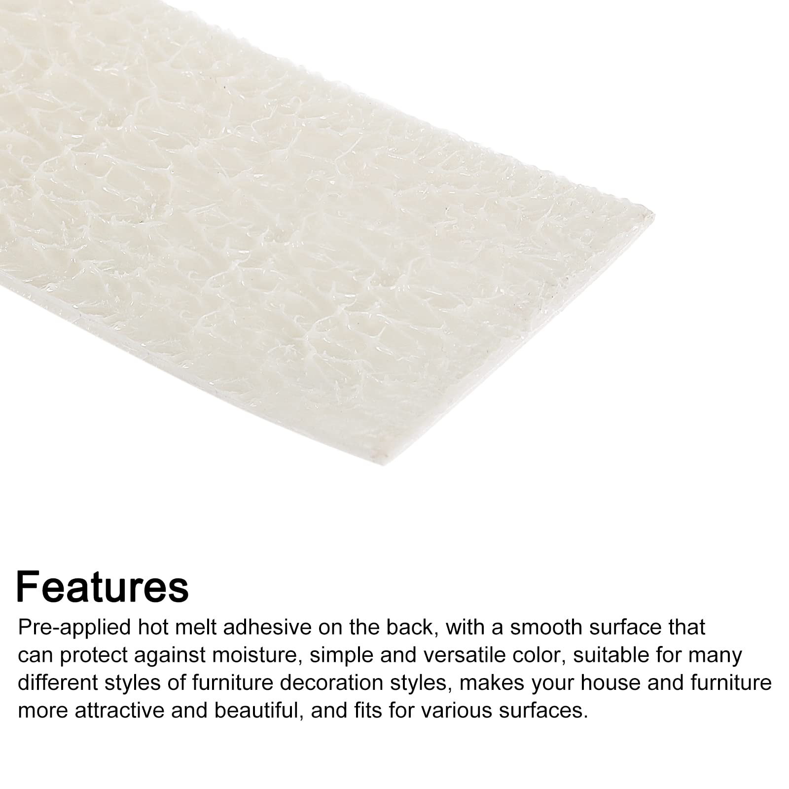 uxcell Edge Banding, 1-5/8 inch x 24.6ft Pre-Glued Beige Embossed Veneer Edging Iron-on Flexible Edge Banding for Cabinet Repair Furniture Restoration