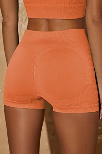 WANLISS Summer Plus Workout Sets for Women 2 Piece Seamless Ribbed Crop Tank High Waist Shorts Casual Yoga Outfits