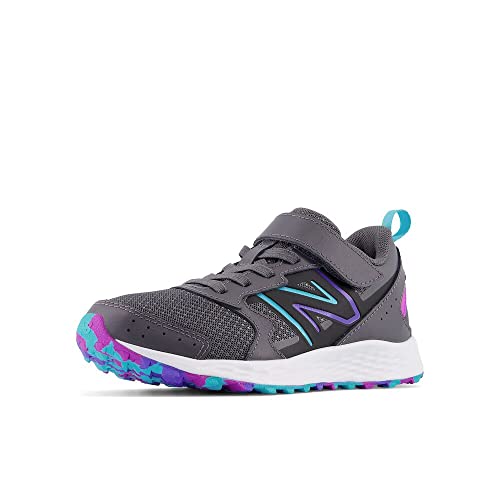 New Balance Fresh Foam 650 V1 Hook & Loop Running Shoe, Magnet/Electric Indigo/Cosmic Rose, 2 US Unisex Little Kid