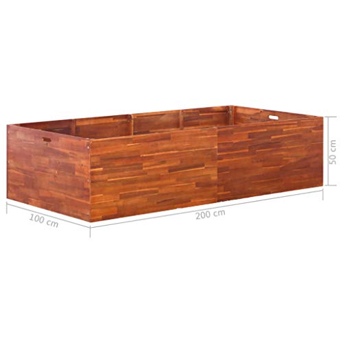 vidaXL Acacia Wood Garden Raised Bed Outdoor Patio Backyard Balcony Flower Box Pot Planter Planter Growing Container 78.7"x19.7"x19.7"