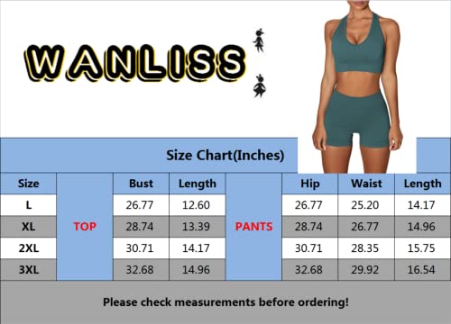 WANLISS Summer Plus Workout Sets for Women 2 Piece Seamless Ribbed Crop Tank High Waist Shorts Casual Yoga Outfits