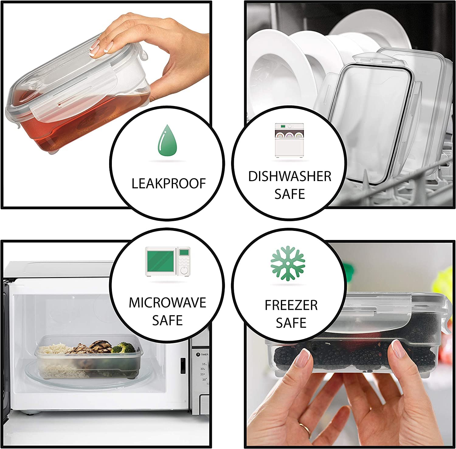 Homemaid Living Premium Airtight Plastic Storage Containers Easy Lock Lid, Microwave Freezer and Dishwasher Safe, Perfect Meal Prep or Food Storage Containers (Set of 3))