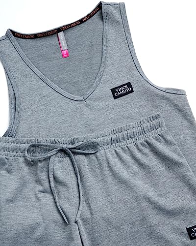 Vince Camuto Women's Pajama Set - 2 Piece Tank Top and Sleep Shorts (S-XL), Size X-Large, Heather Grey