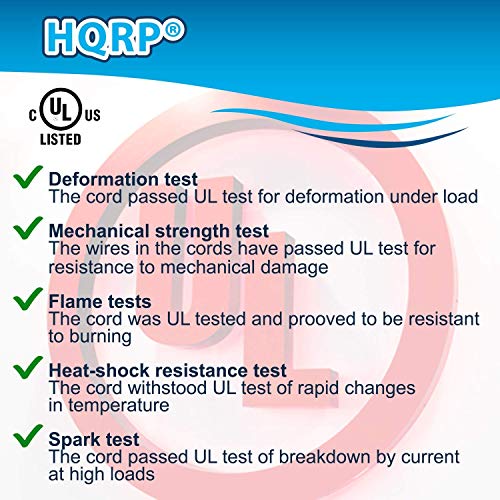 HQRP AC Power Cord Compatible with Brother ES2400 ES2410 ES2420 EX-660 HS1000 PC2300 PC2500 PC3000 PC6000 XR9000 HS3000 SQ9000 Sewing Machine Mains Cable, Black
