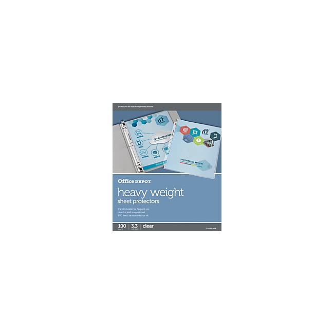 Office Depot Heavyweight Sheet Protectors, 8 1/2in. x 11in., Clear, Pack Of 100, OD491658