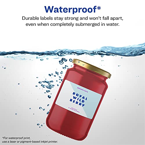 Avery Durable Waterproof Rectangle Labels with Sure Feed, 1.5" x 3.75", 1,000 Oil and Tear-Resistant Waterproof Labels, Print-to-The-Edge, Laser/Pigment-Based Inkjet Printable Labels