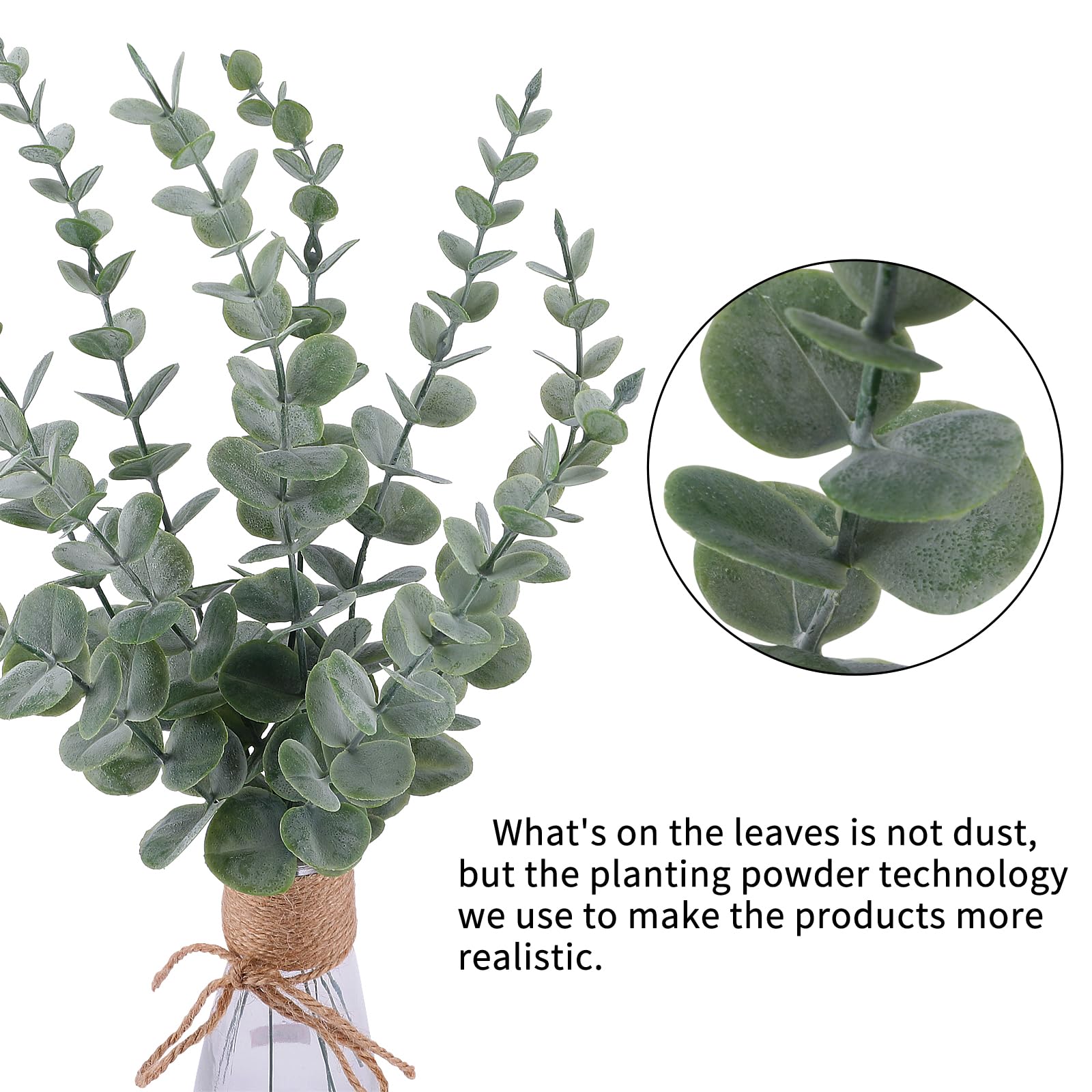 CEWOR 24pcs Eucalyptus Stems Decor Artificial Eucalyptus Leaves Faux Greenery Branches for Wedding Centerpiece Flower Floral Arrangement Farmhouse Home Decoration