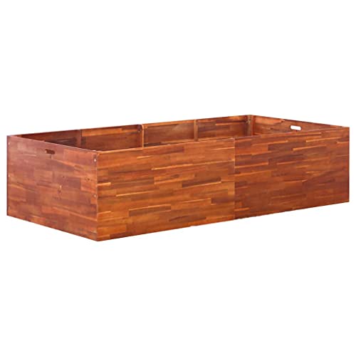 vidaXL Acacia Wood Garden Raised Bed Outdoor Patio Backyard Balcony Flower Box Pot Planter Planter Growing Container 78.7"x19.7"x19.7"