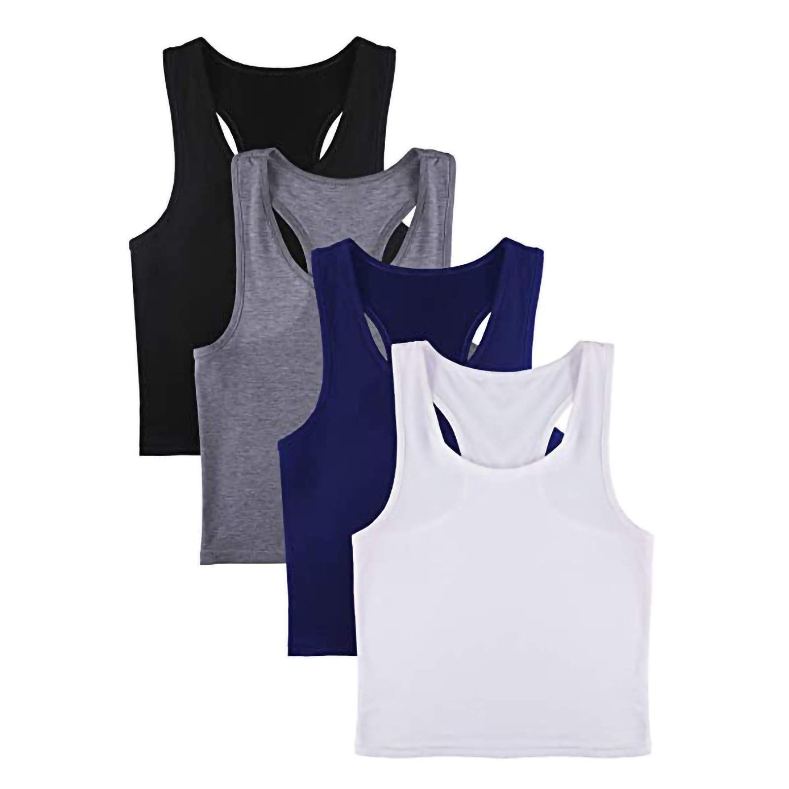 Aniywn Sleeveless Workout Tops for Women Racerback Cropped Tank Top Slim Fitted Exercise Yoga T-Shirts Gym Running Shirts