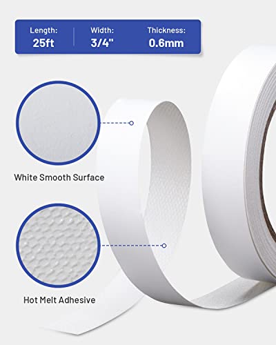 FAKILO Melamine Edge Banding White 3/4 inch x 25 ft Veneer Edging Easy Application Iron on Edge Banding Tape for Cabinet Plywood Repairs Furniture Restoration