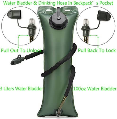 AIMILL Tactical Molle Hydration Pack Bag Water Camel Backpack Reservoir Carrier Daypack,Tactical Hydration Backpack Molle 3L With Bladder For Men, BPA Free For Camping Climbing(Black#2,3l)