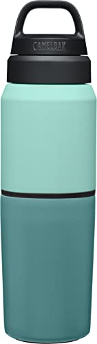 CamelBak MultiBev Water Bottle & Travel Cup β Vacuum Insulated Stainless Steel β Coastal/Lagoon β 17 oz bottle & 12 oz cup