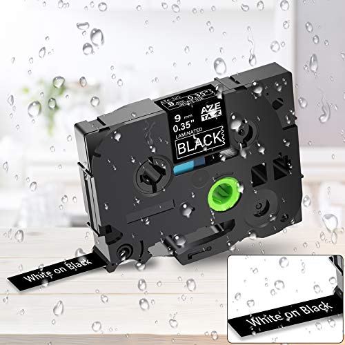 GREENCYCLE 4 Pack Compatible for Brother TZe-325 TZe325 TZ325 TZ-325 AZE Label Tape 0.35 Inch 9mm 3/8" White on Black Laminated for PTD210 PT-H100 PTH110 PT-D400AD PTD600 PT-1290 PT2430PC