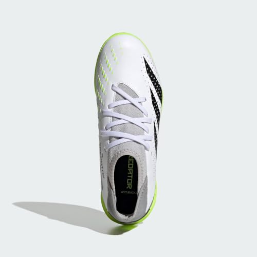 adidas Predator Accuracy.3 Turf Sneaker, White/Core Black/Lucid Lemon, 2 US Unisex Little Kid