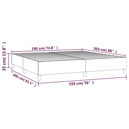 vidaXL Box Spring Bed Frame Home Indoor Bed Accessory Bedroom Upholstered Double Bed Base Furniture Dark Gray 76"x79.9" King Fabric