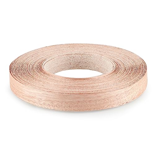 Skelang Okoume Edge Banding, 3/4" X 50' Wood Strip Preglued, Iron on Veneer Edging Tape for Cabinet, Table, Door