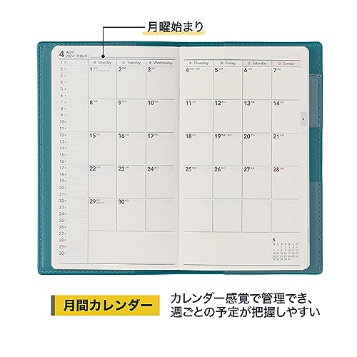 Noritsu NOLTY Notebook, 2024, Weekly Pocket Casual, 1, Surf Green, 1504 (Begins December 2023)