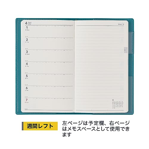 Noritsu NOLTY Notebook, 2024, Weekly Pocket Casual, 1, Surf Green, 1504 (Begins December 2023)