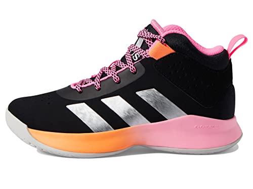 adidas Cross Em Up 5 Basketball Shoe, Black/Silver Metallic/Beam Pink, 2 Wide US Unisex Little_Kid