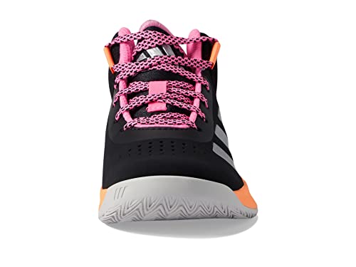 adidas Cross Em Up 5 Basketball Shoe, Black/Silver Metallic/Beam Pink, 2 Wide US Unisex Little_Kid