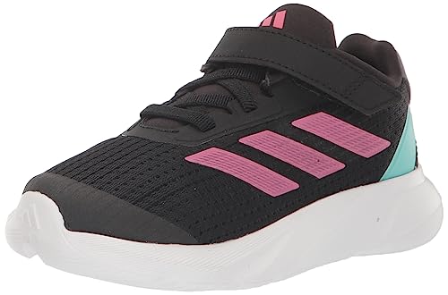 adidas Duramo SL Elastic Lace Sneaker, Core Black/Pink Fusion/White, 2 US Unisex Little Kid