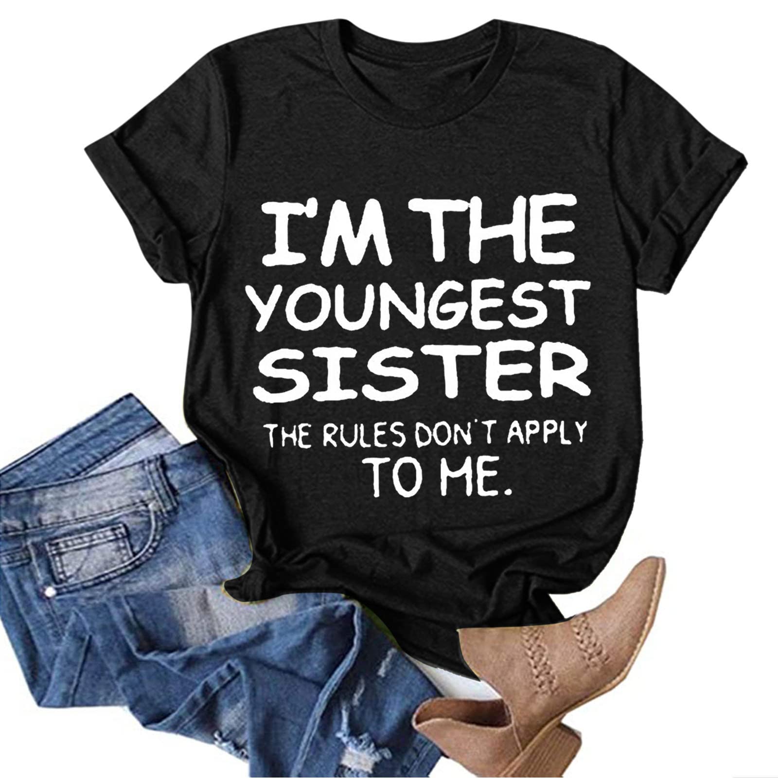 Shirt for Juniors Women's Top Letter Tshirt Short Sleeve Print Casual Women's T-Shirts Womens Bags,Coupons and Promo Codes Black-c