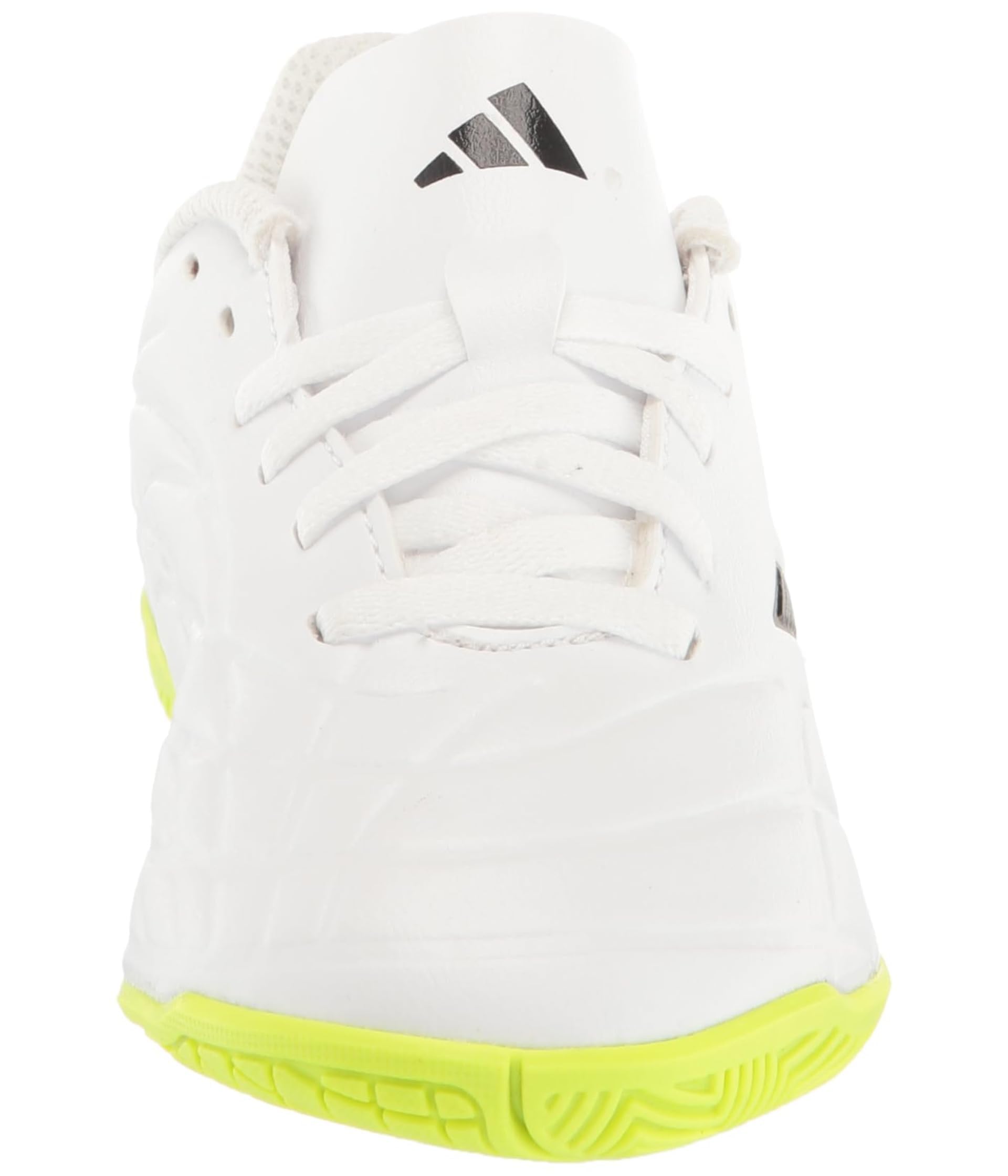 adidas Copa Pure.4 Indoor Sneaker, White/Core Black/Lucid Lemon, 2 US Unisex Little Kid