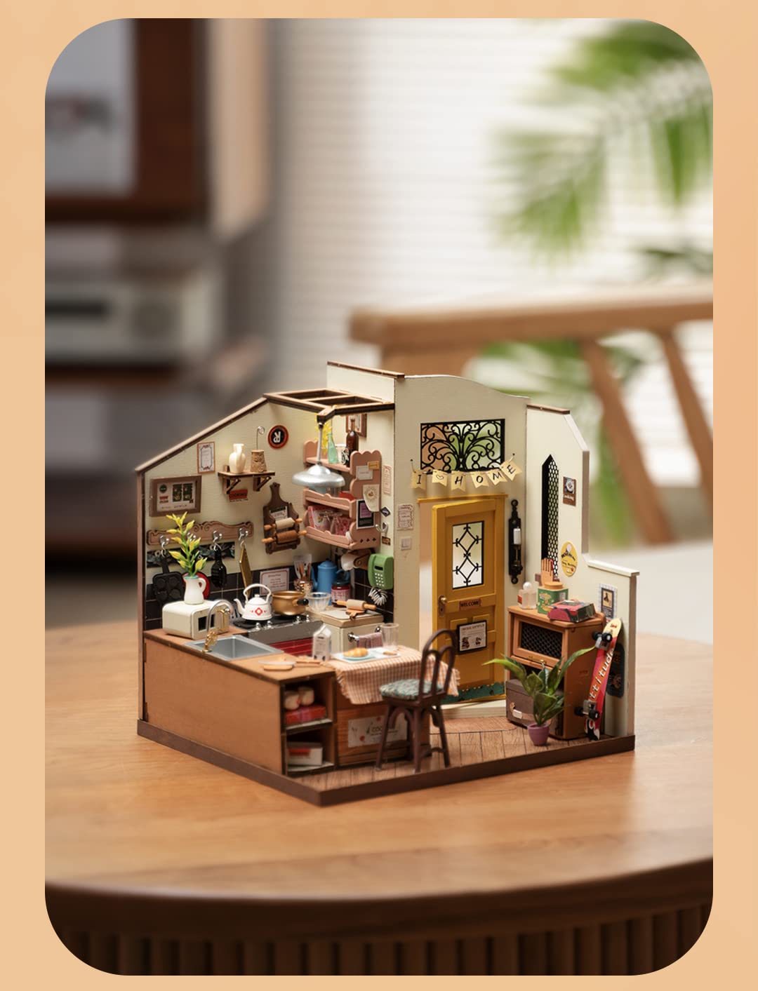 Rowood Miniature House Kit,DIY Miniature Dollhouse Kit for Adults,Model Kits for Adults to Build with LED,Birthday for Teens(Homey Kitchen)