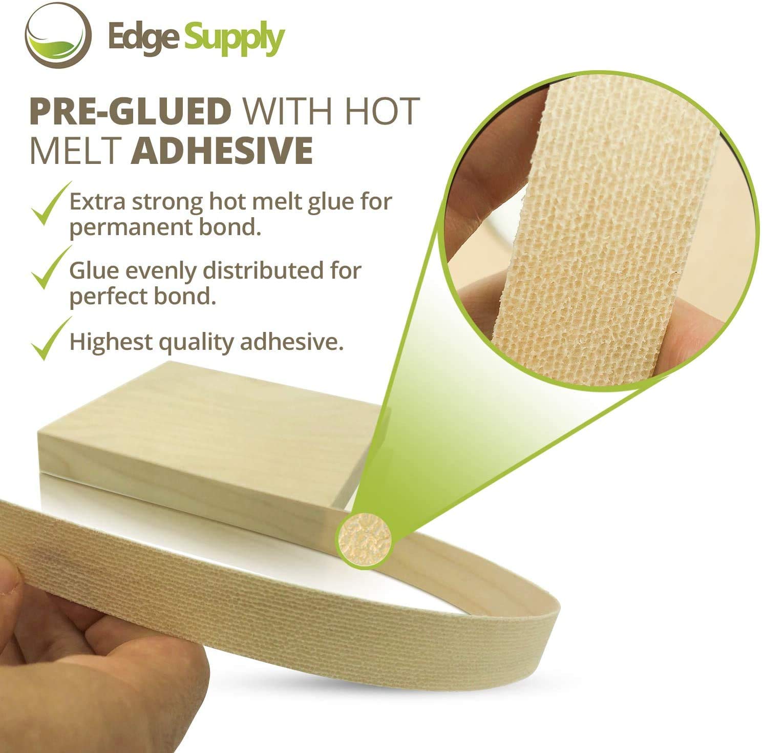 Edge Supply Maple 7/8" X 250' Roll Preglued, Wood Veneer Edge Banding, Iron on with Hot Melt Adhesive, Flexible Wood Tape Sanded to Perfection. Easy Application Wood Edging, Made in USA.