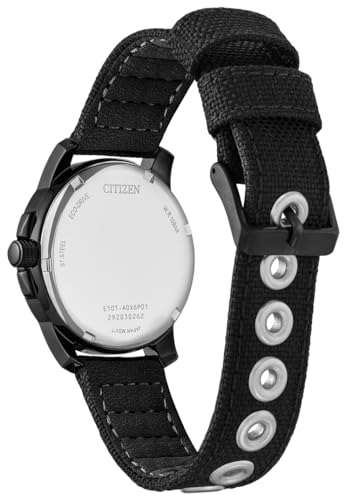 Citizen Men's Eco-Drive Weekender Garrison Field Watch in Black IP Stainless Steel with Black Nylon strap, Black Dial (Model: BM8186-15E)