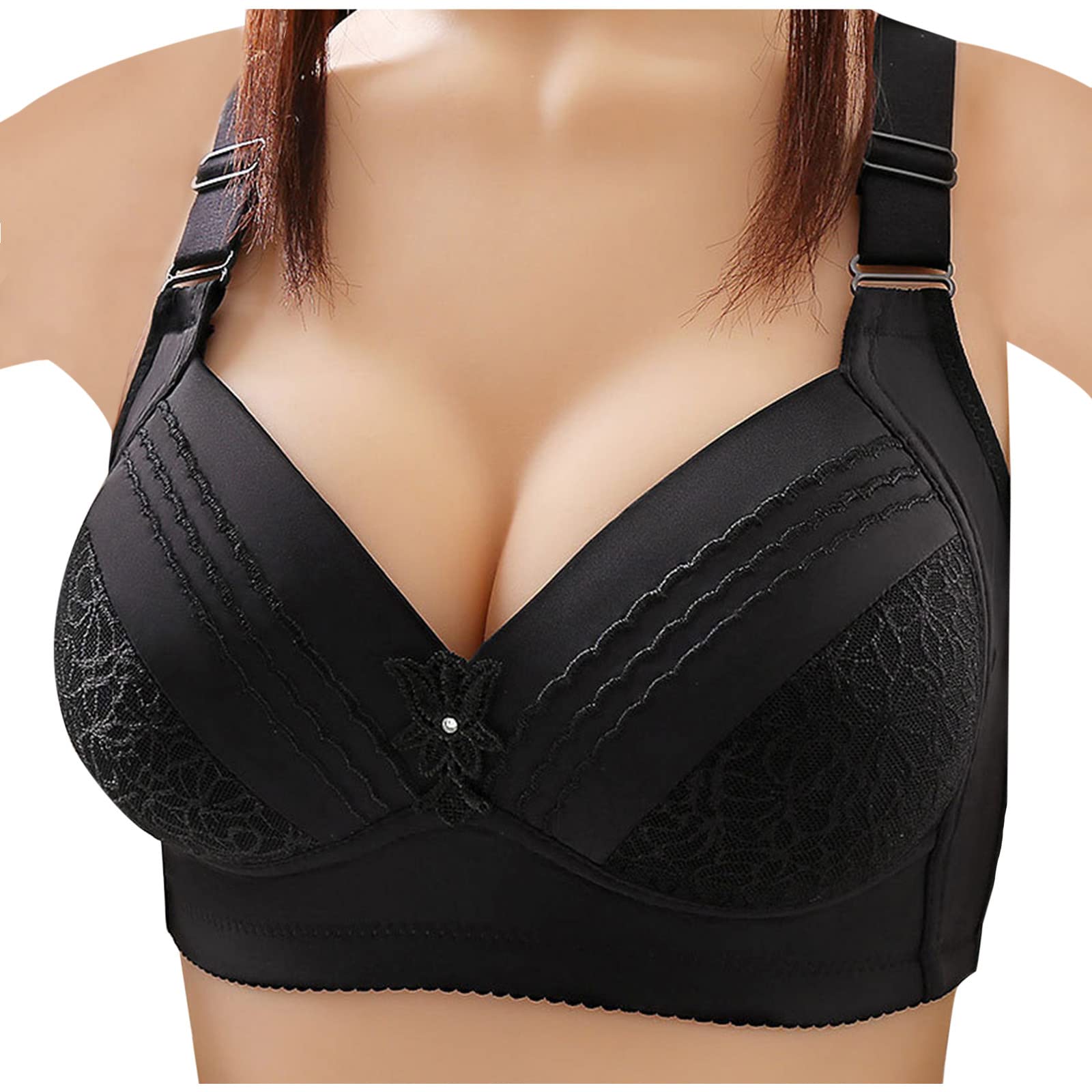 Lighting Deals Bras for Sagging Breasts Plus Size Back Fat Coverage No Underwire Everyday Bra Elderly Women Soft Wireless Push Up Bra Today 2023 Clearance