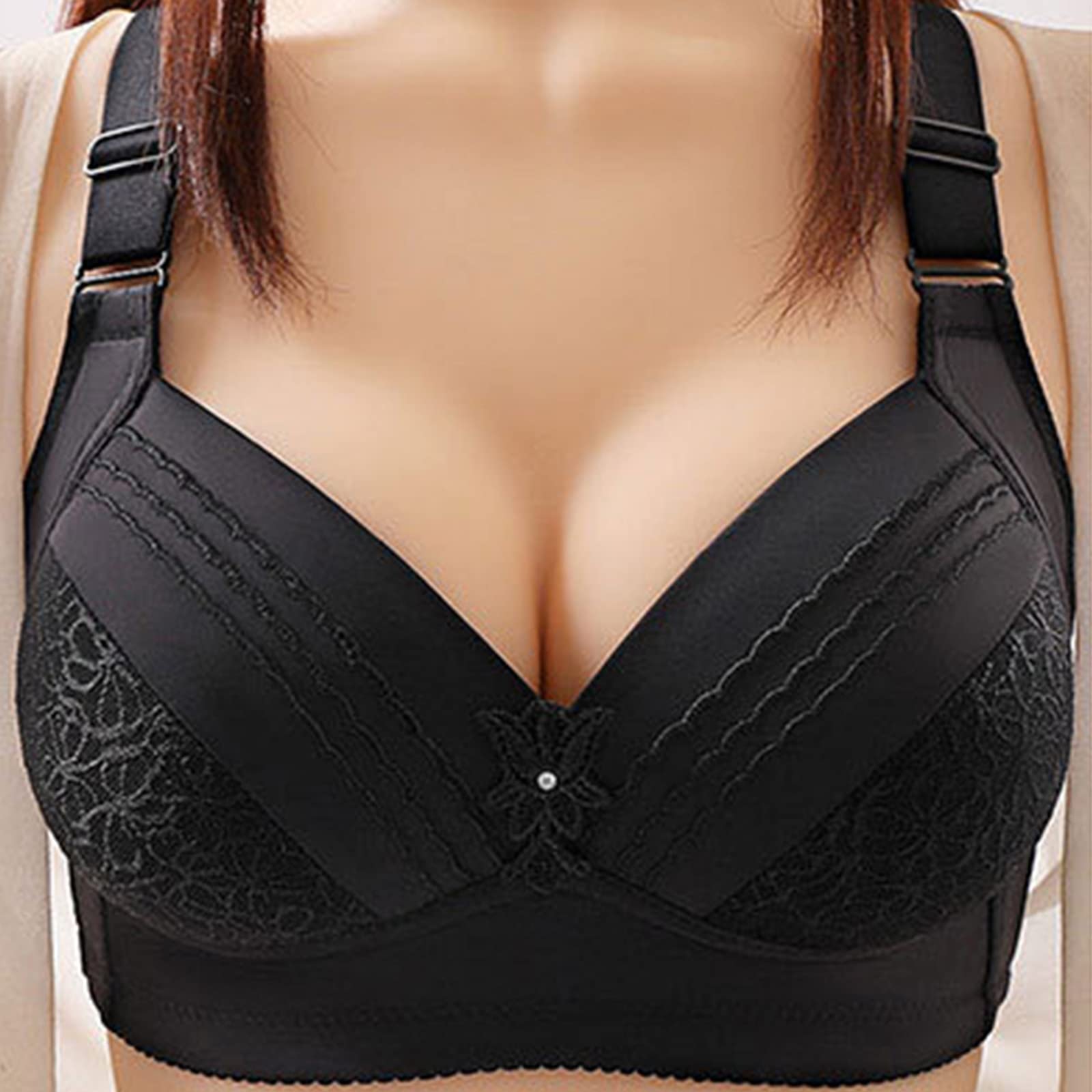 Lighting Deals Bras for Sagging Breasts Plus Size Back Fat Coverage No Underwire Everyday Bra Elderly Women Soft Wireless Push Up Bra Today 2023 Clearance