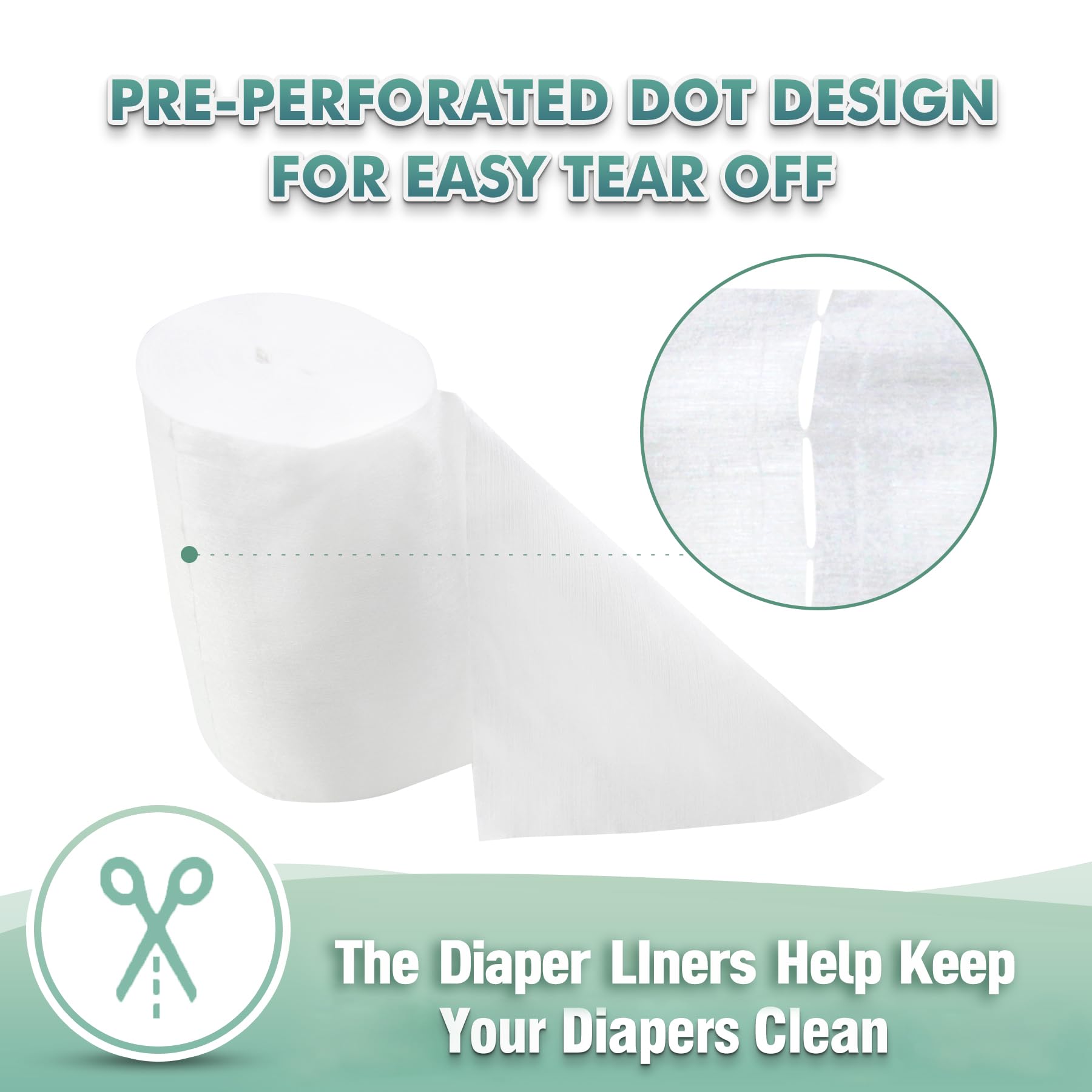 wegreeco 100% Bamboo Unscented Diaper Liners,Fragance Free and Chlorine Free - 100 Sheets Per Roll (1 Roll, Bamboo)