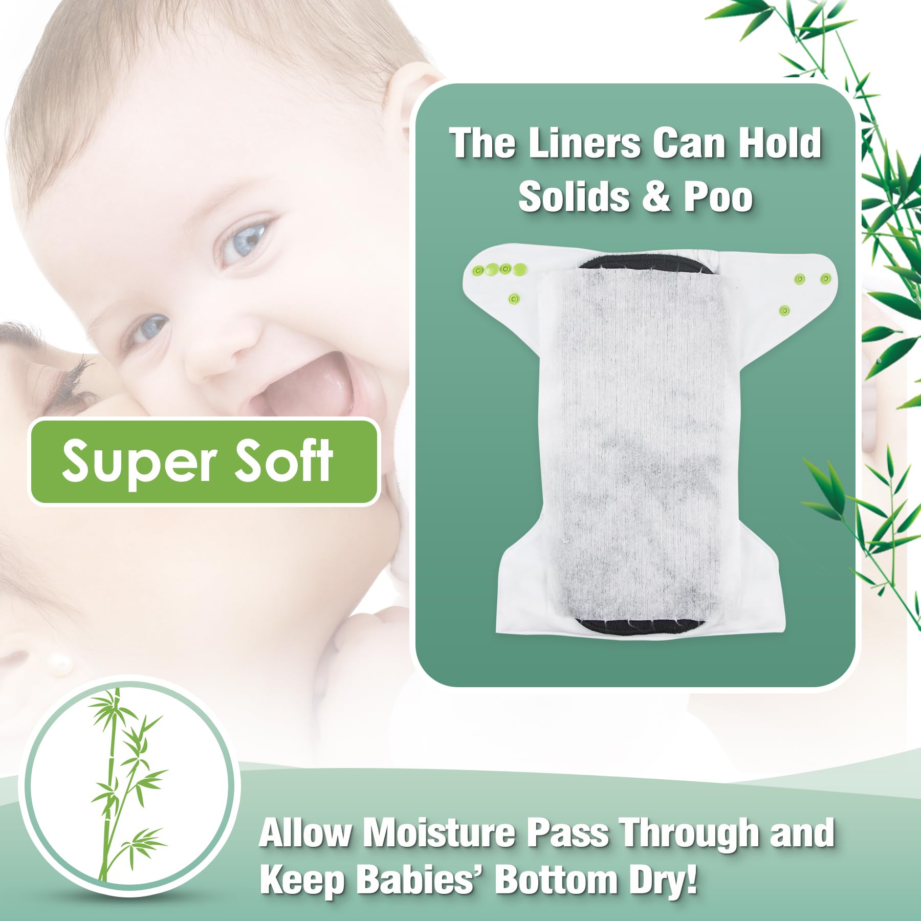 wegreeco 100% Bamboo Unscented Diaper Liners,Fragance Free and Chlorine Free - 100 Sheets Per Roll (1 Roll, Bamboo)