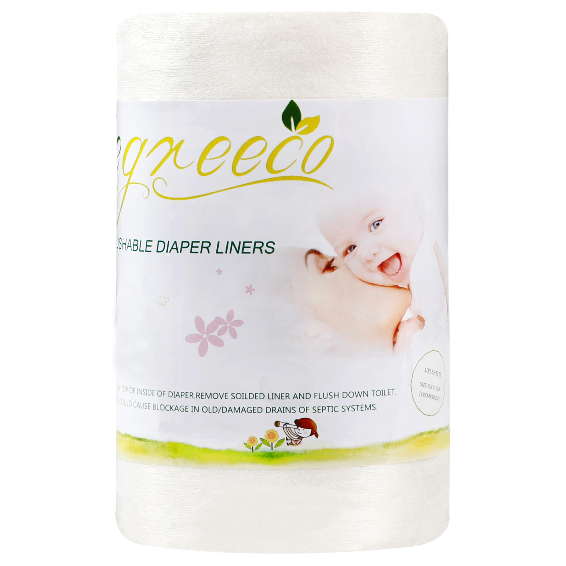 wegreeco 100% Bamboo Unscented Diaper Liners,Fragance Free and Chlorine Free - 100 Sheets Per Roll (1 Roll, Bamboo)