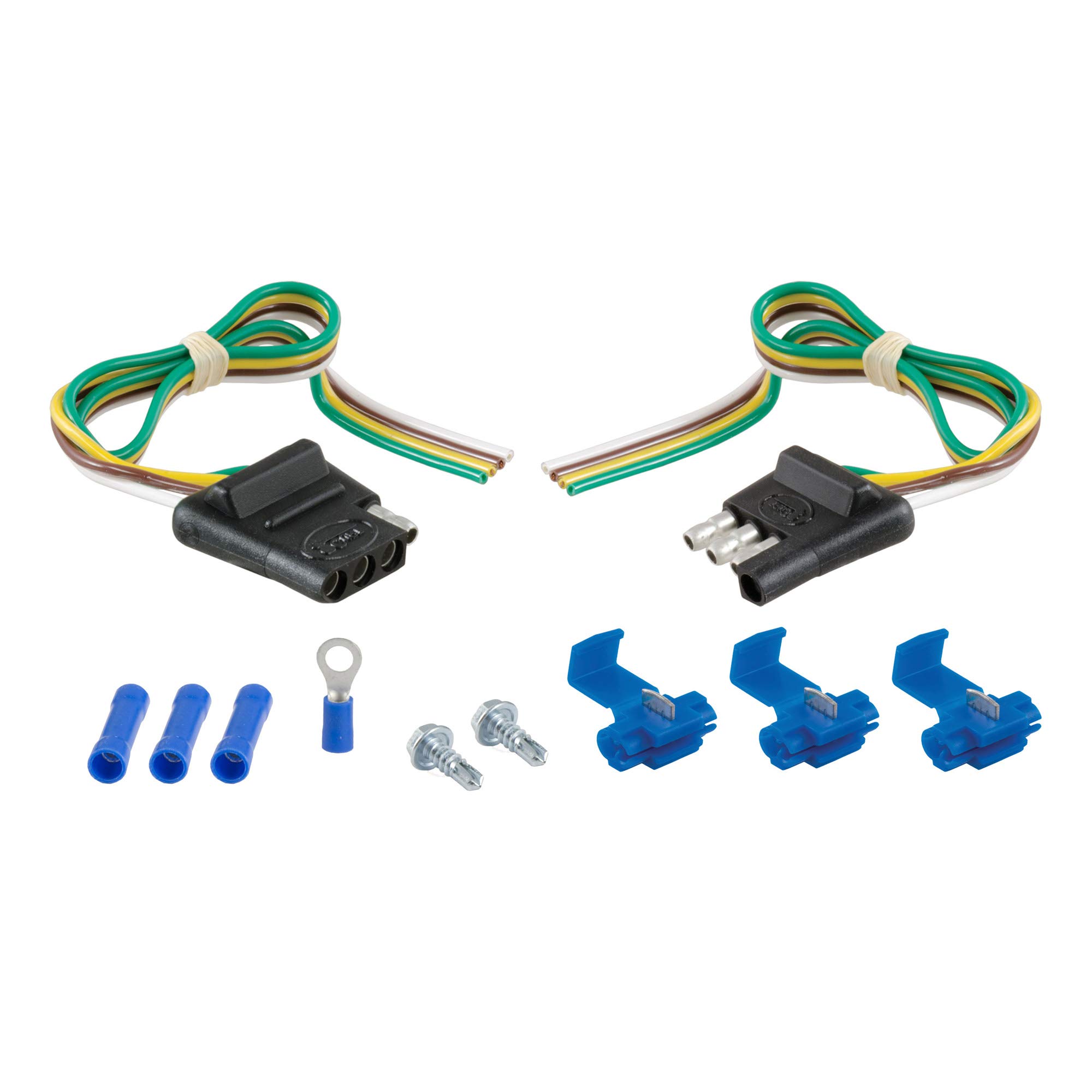 CURT 58344 4-Pin Trailer Wiring Harness, 12-Inch Vehicle-Side and Trailer-Side Wires