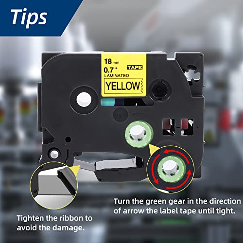 Labelife Compatible with Label Tape Replacement for Brother P Touch 18mm Label Tape TZe-641 Black on Yellow and Replace 24mm Label Tape TZe-251, Black on White (Total 8-Pack)