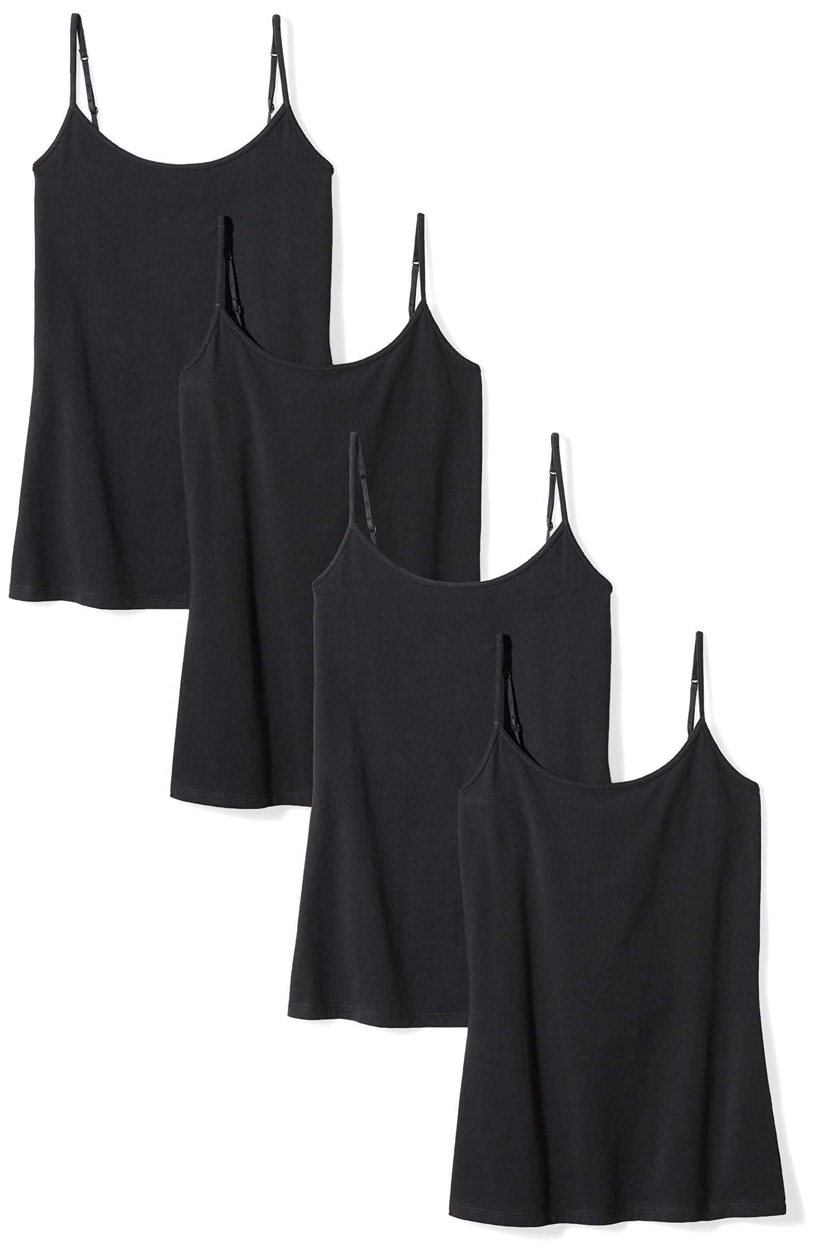 Amazon Essentials Women's Slim-Fit Camisole, Pack of 4, Black, X-Large