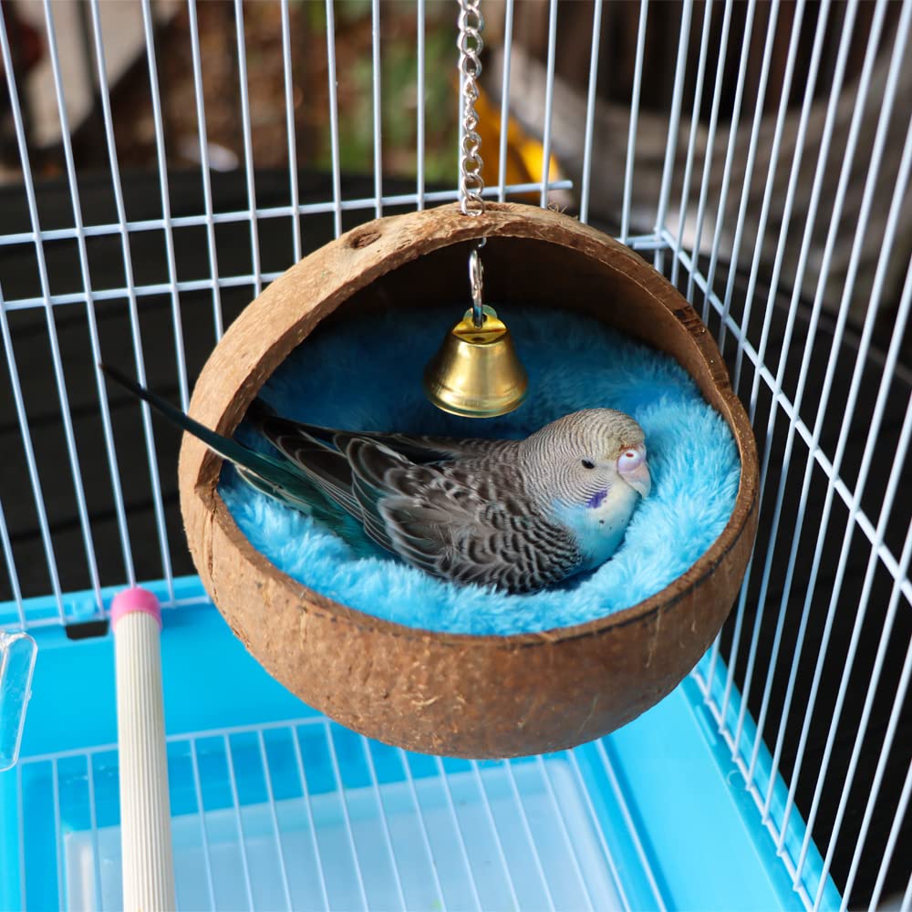 VTurboWay 2 Pack Bird Nest Mat, Bird Coconut Shell Pad for Bird Parrot Budgie Parakeet Cockatiel Conure Lovebird Canary Finch Nest (Colors May Vary)