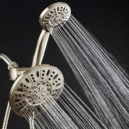 AquaDance 7" Premium High Pressure 3-Way Rainfall Combo with Stainless Steel Hose – Enjoy Luxurious 6-setting Rain Shower Head and Hand Held Shower Separately or Together – Brushed Nickel Finish