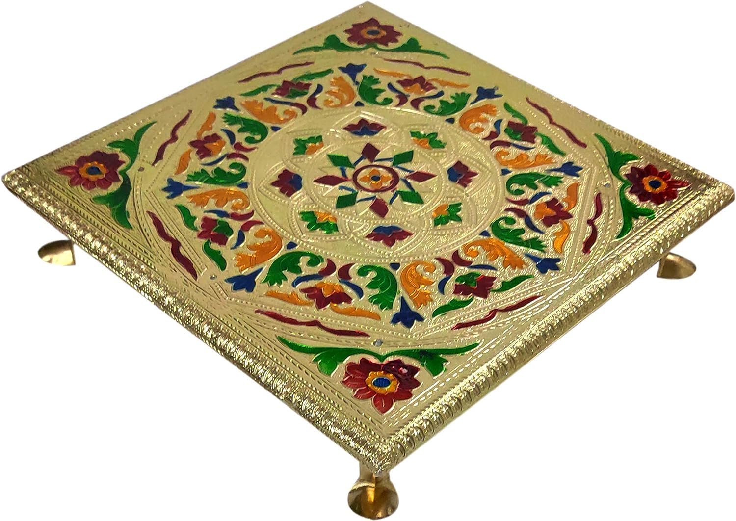 Medium Chowki Wooden Stand Stool Chowki Singhasan Laddu Gopal Ji Bed Kanha Ji Jhula Krishna Asan Pack of 1, Medium